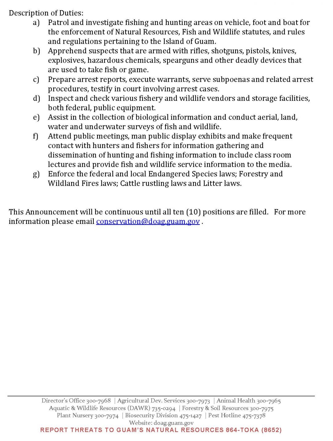 Conservation Law Enforcement | DOAG